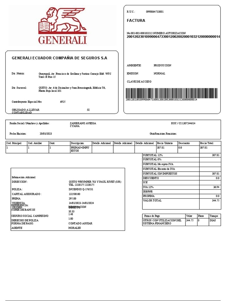 Póliza Generali | PDF