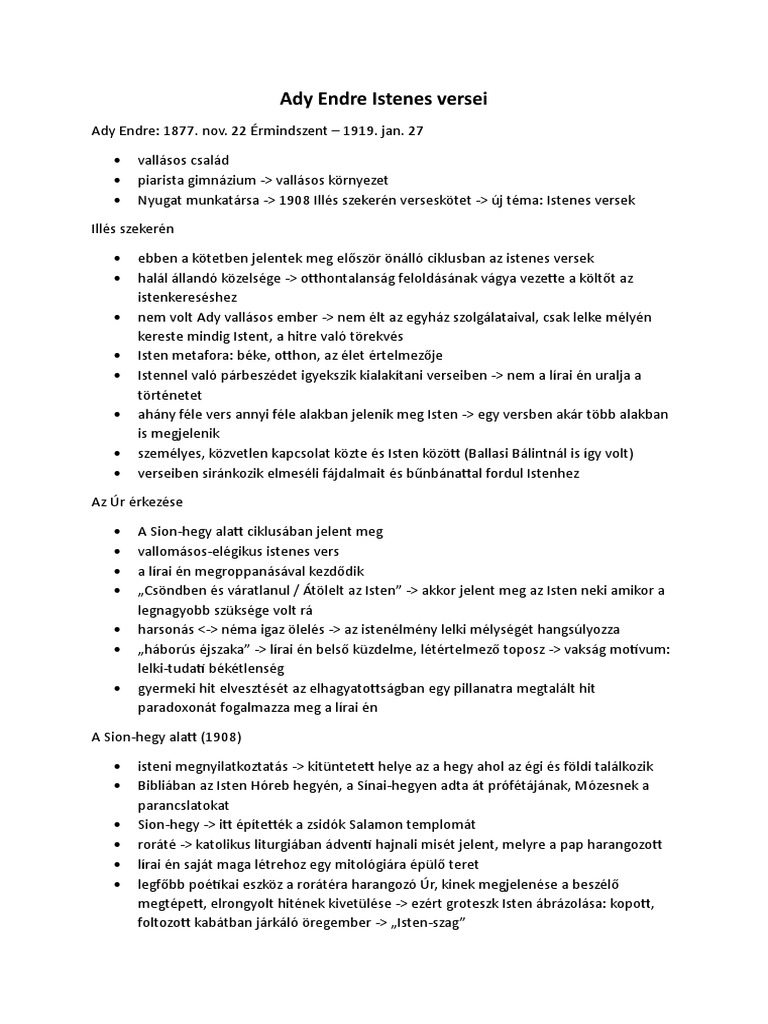 Ady Endre Istenes Versei | PDF