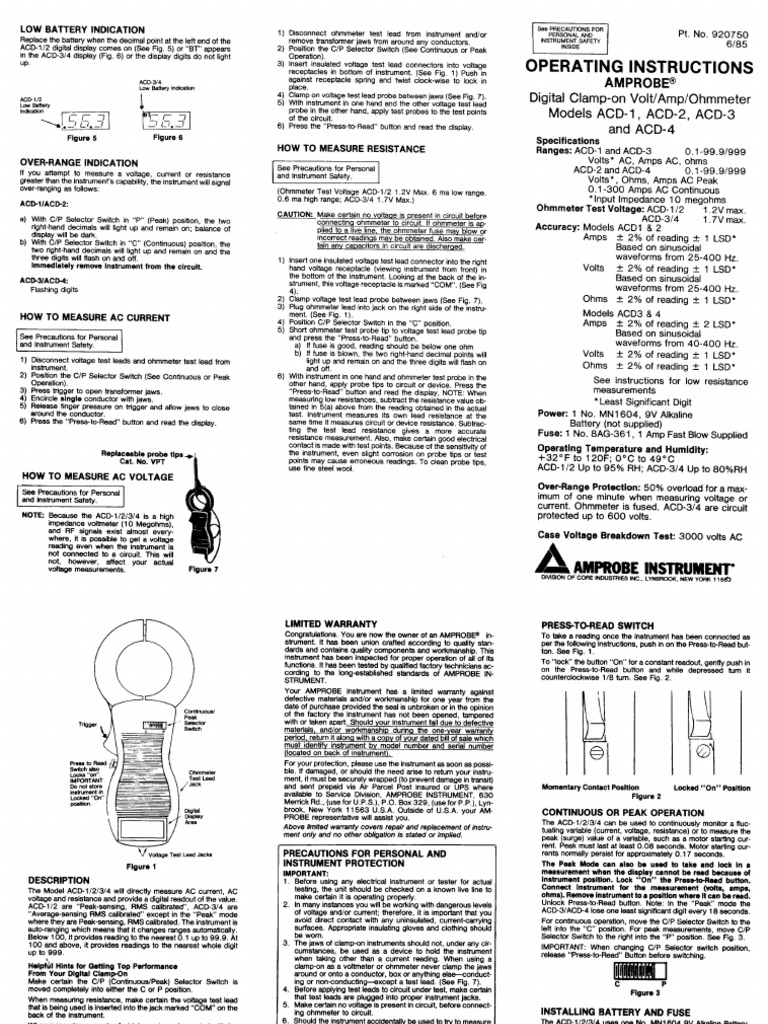 ACD-1 ACD-2 ACD-3 ACD-4 Ohmmeter Manual | PDF