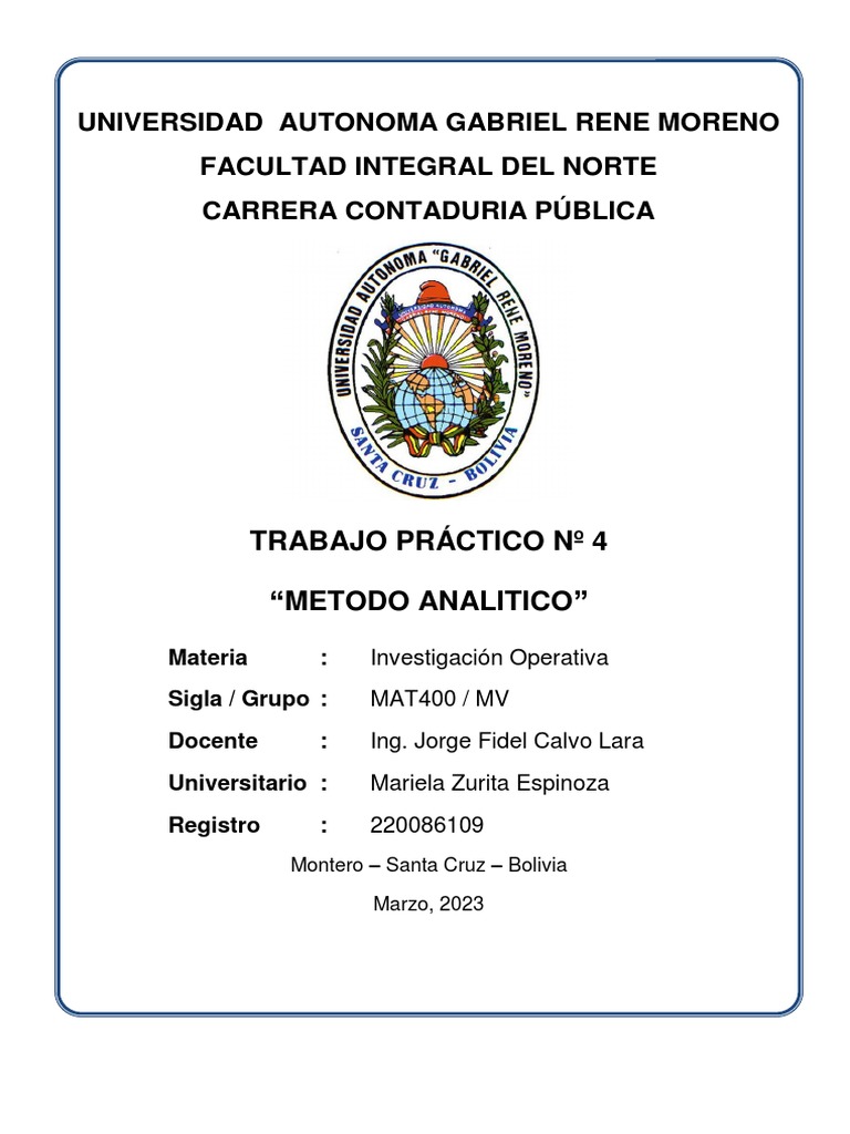 Practico #4 Metodos Analiticos | PDF
