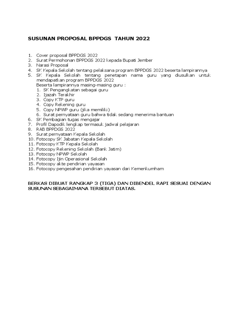 Susunan Proposal BPPDGS 2022 | PDF