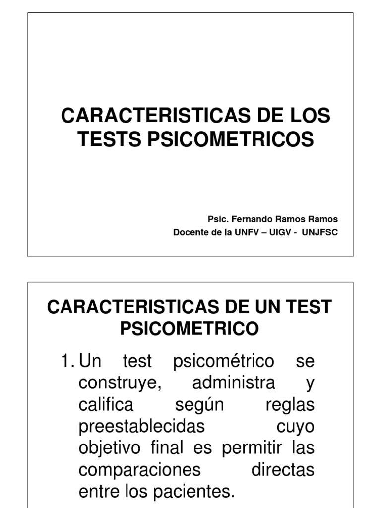 Características y Uso de Tests Psicométricos | PDF | Cuestionario ...
