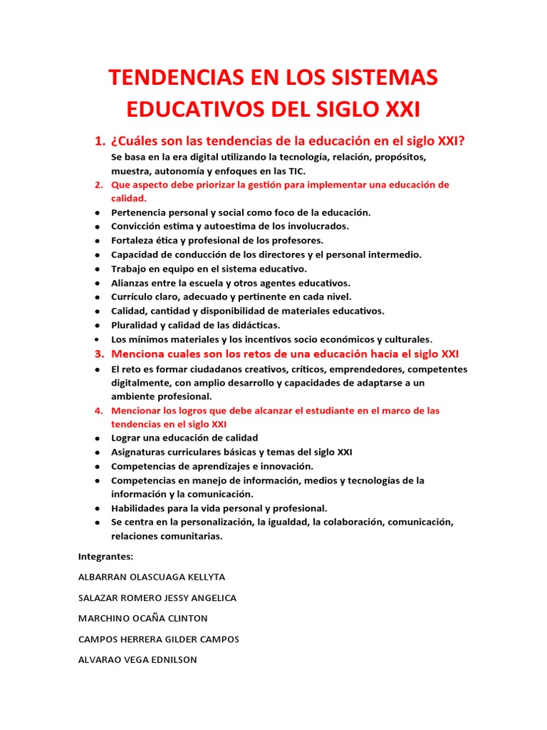 Tendencias en Los Sistemas Educativos Del Siglo Xxi | PDF Tendencias en Los Sistemas Educativos Del Siglo Xxi | PDF