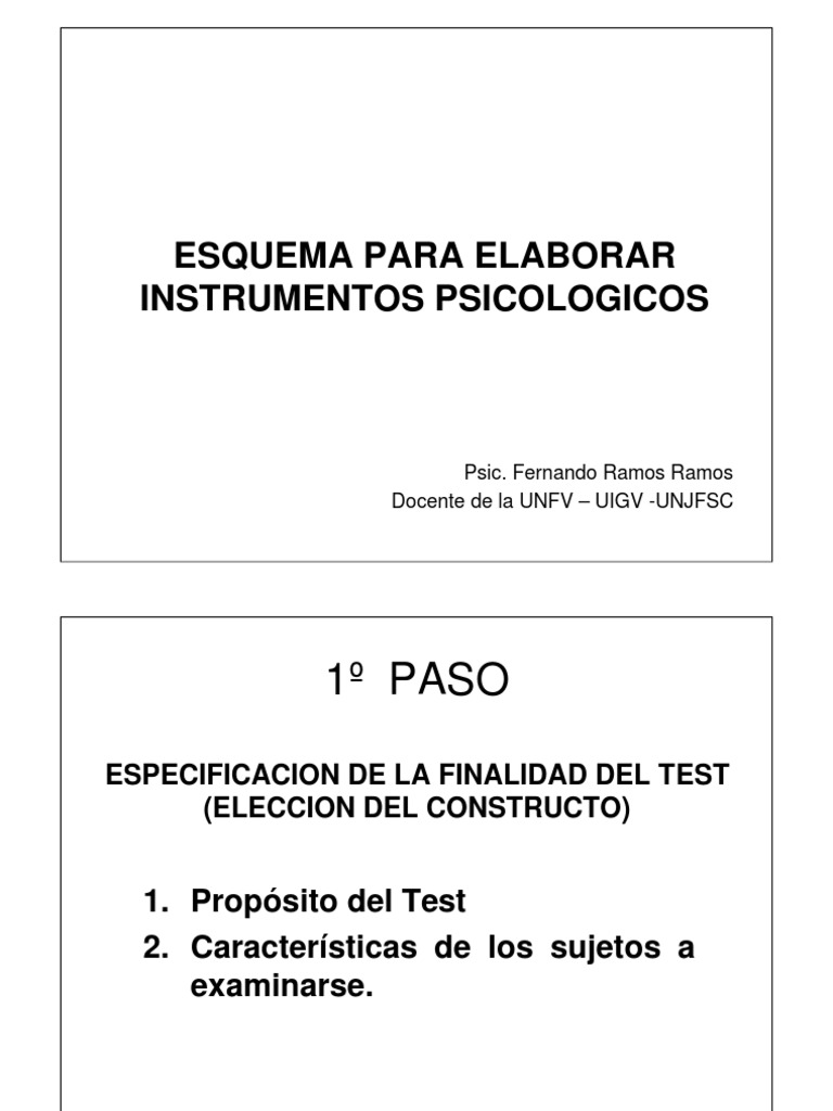 4. ESQUEMA PARA ELABORAR INSTRUMENTOS PSICOLOGICOS | PDF