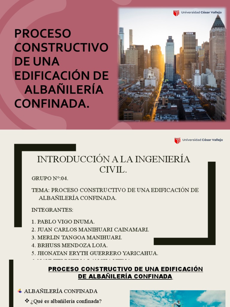 Proceso Constructivo de Albañilería Confinada | PDF