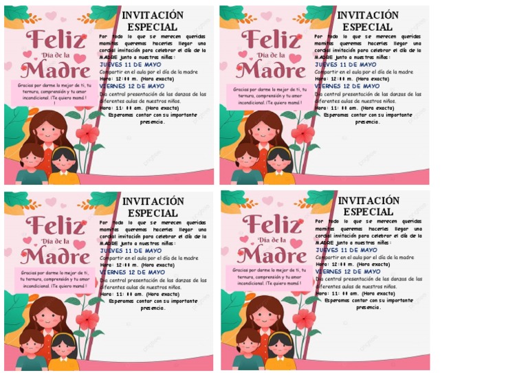 Invitacion Del Dia de La Madre | PDF