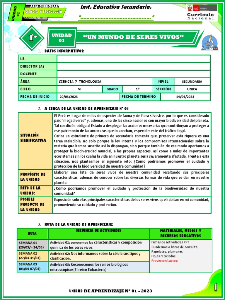 Cyt 1º Unidad 1 Cyt -2022 | PDF