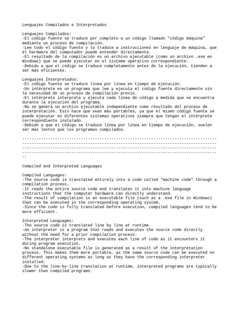 Compilados vs. Interpretados: Guía | PDF | Compilador | Programación