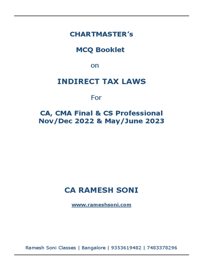 1 CA Final IDT MCQ Book (With Detailed Reasoning) - Sample - Nov 22 | PDF