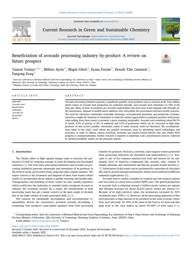 Valorizing Avocado Processing By-Products | PDF | Biopolymer | Biofuel