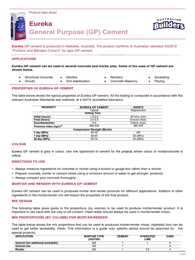 Ab Pds Sheet Eureka-Gp-Cement | PDF