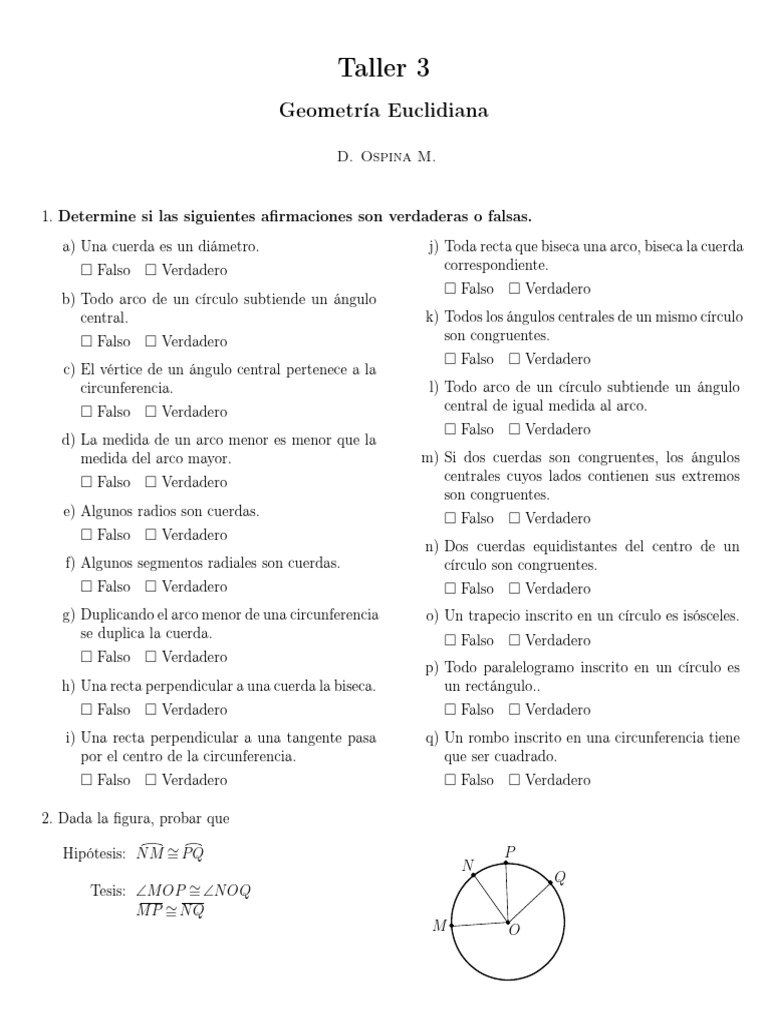 Taller 3 Geometría Euclidiana | PDF