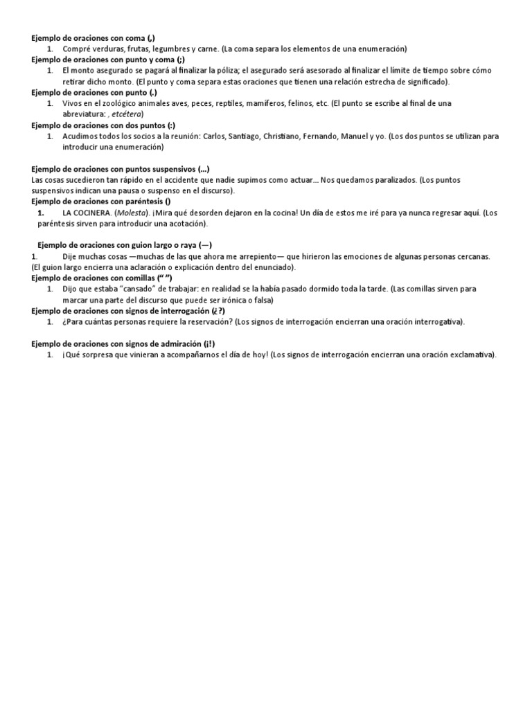 Ejemplo de Oraciones Con Coma | PDF