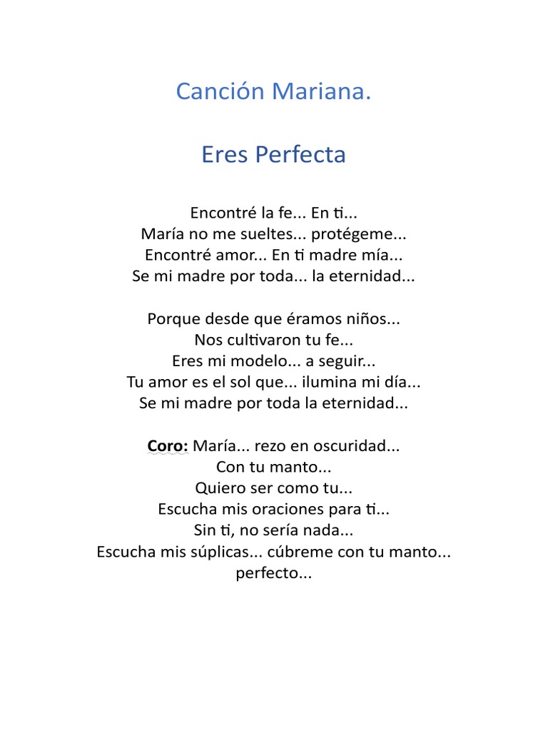 Eres Perfecta - Cancion | PDF