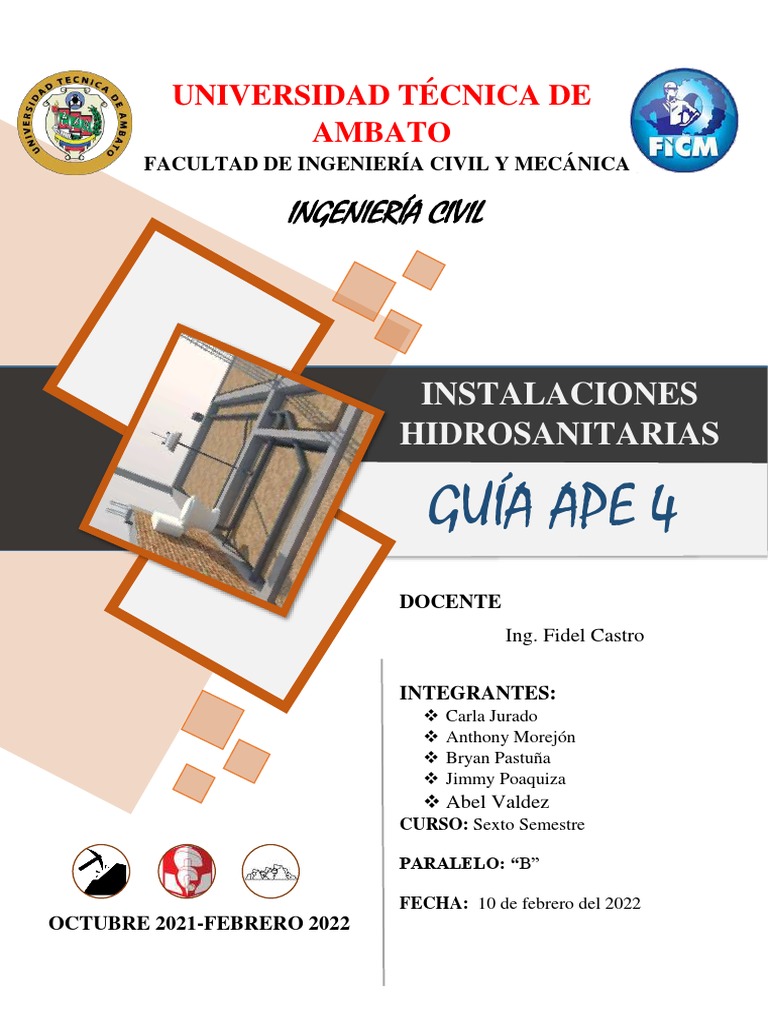 Ape 4 Hidrosanitarias | PDF | Agua | Diseño