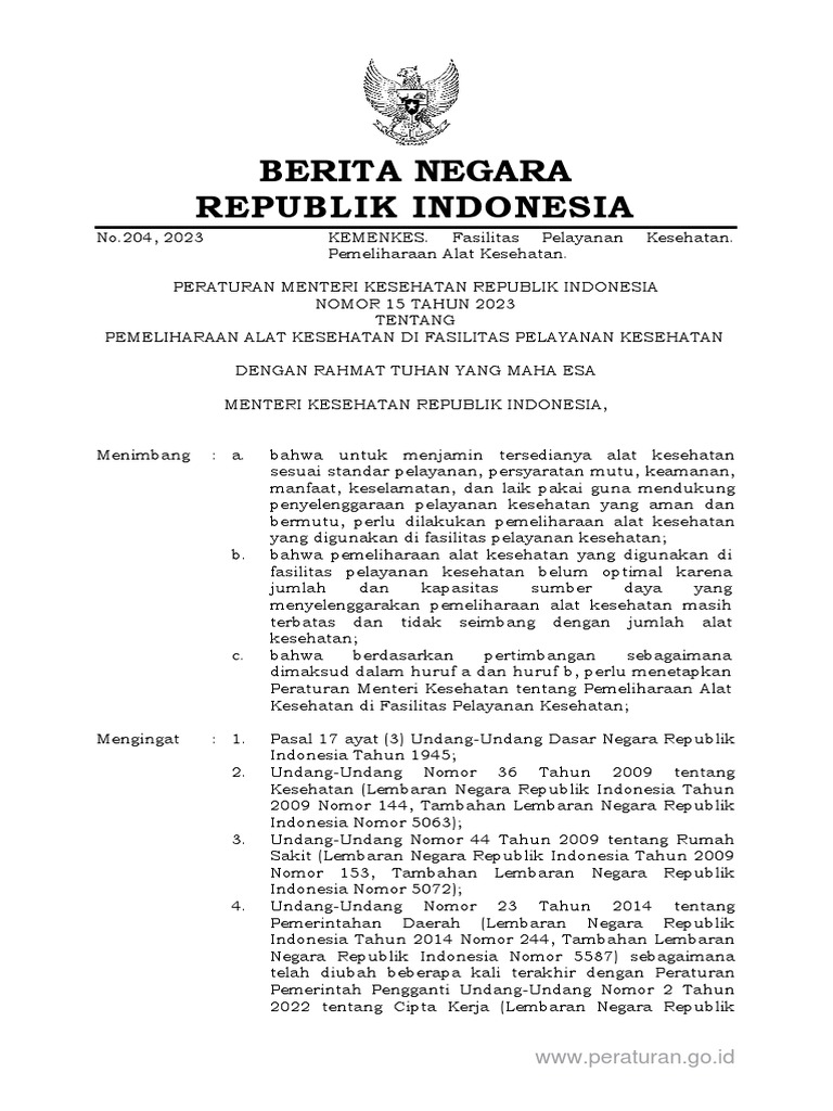 Permenkes - No-15-Tahun-2023 | PDF
