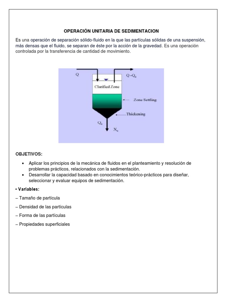 Operación Unitaria de Sedimentacionnn | PDF | Filtración | Coloide