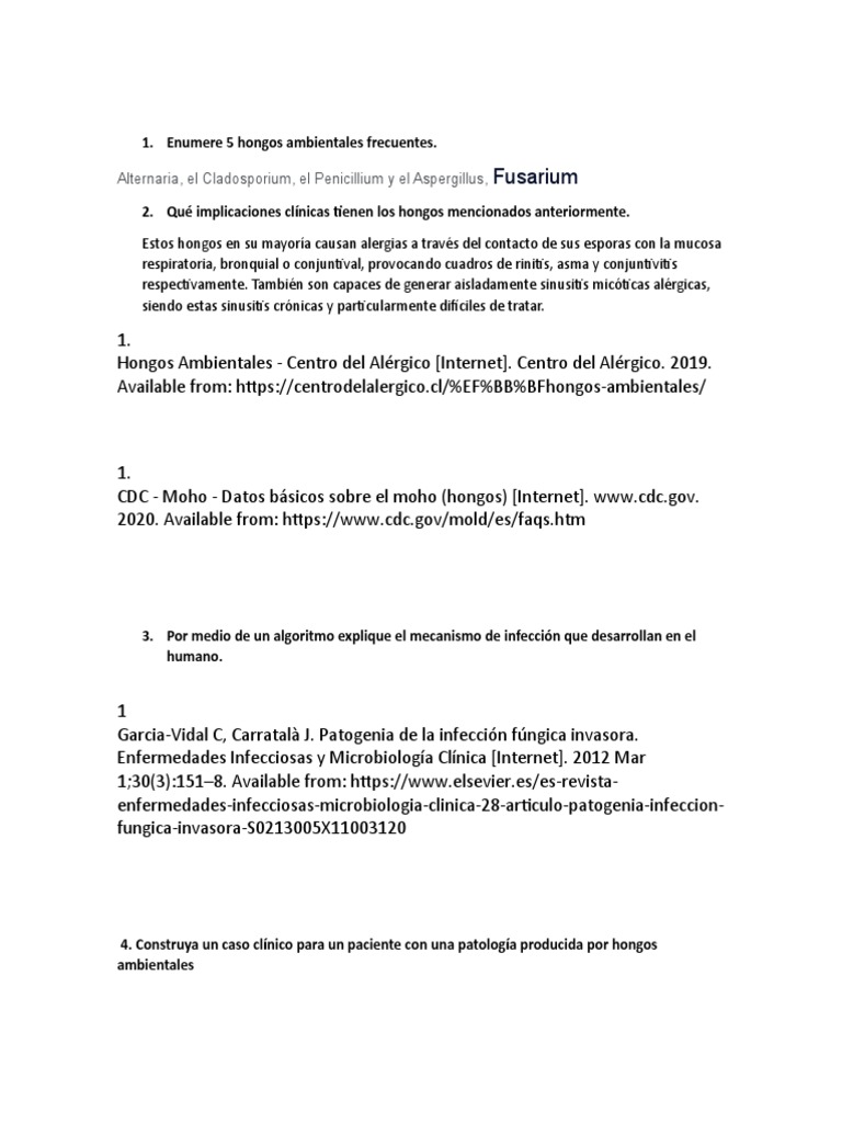 Hongos Ambientales Lab | PDF | Alergia | Las bacterias Hongos Ambientales Lab | PDF | Alergia | Las bacterias