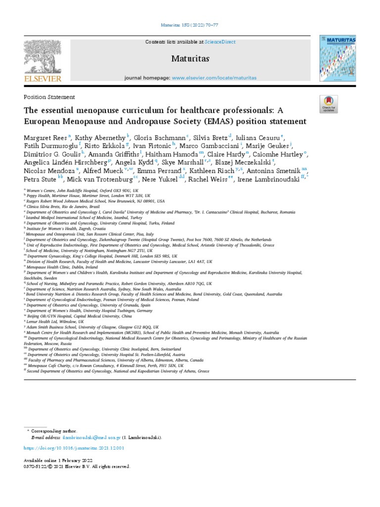 EMAS Menopause Curriculum Guidelines | PDF