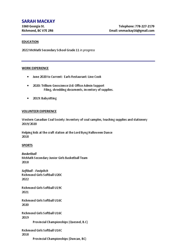 2022 Sarah Resume | PDF