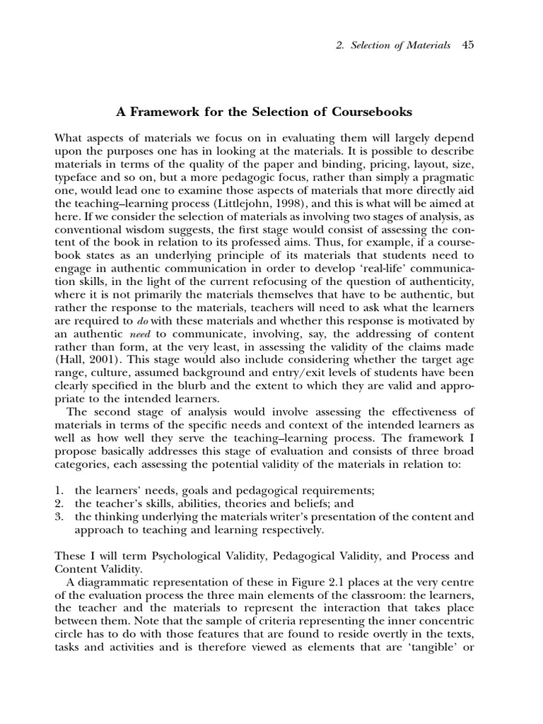 Selecting Material L2 | PDF | Teachers | Learning