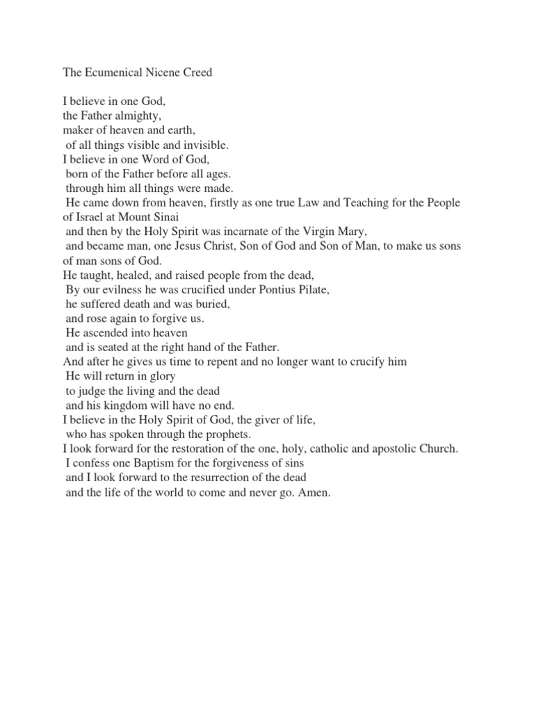 The Ecumenical Nicene Creed Explained | PDF