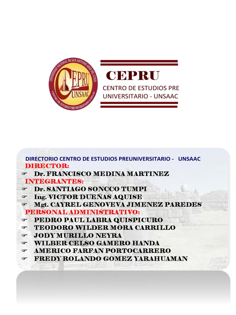 Directorio CEPRU UNSAAC | PDF