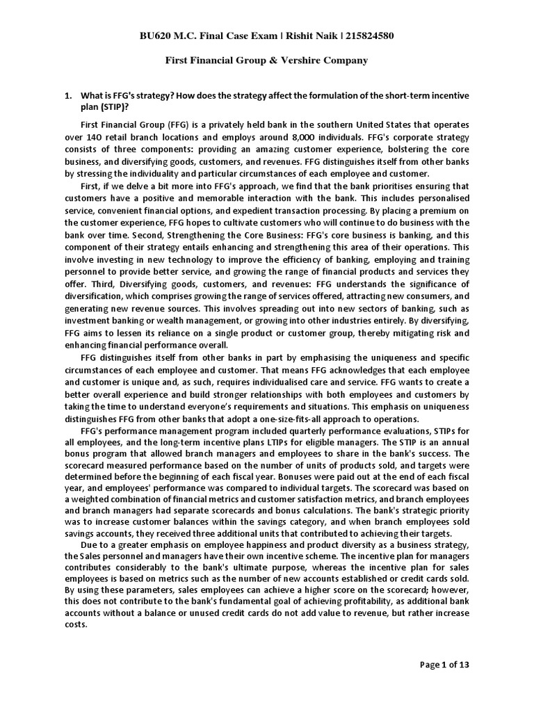 BU620 - Final Exam Case 1 and Case 2 | PDF | Performance Indicator ...