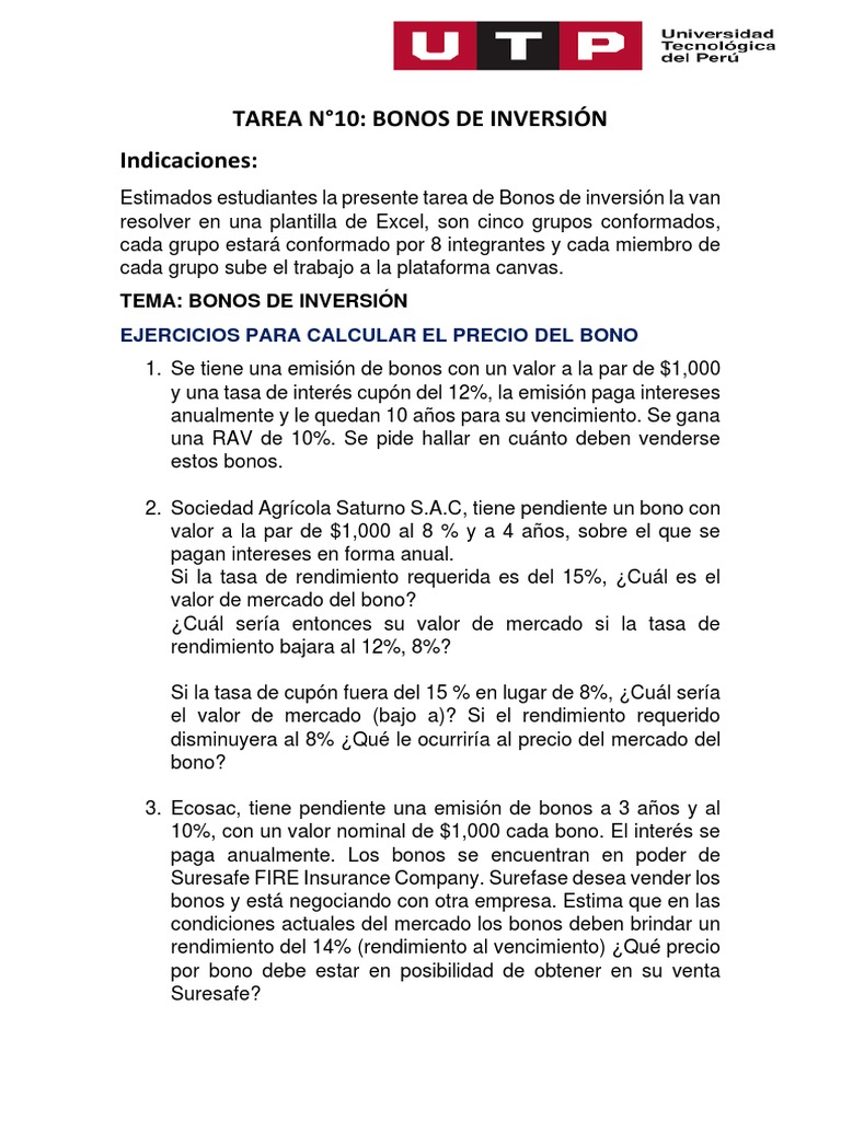 S010.s1 Ejercicios de Bonos de Inversión.docx | PDF