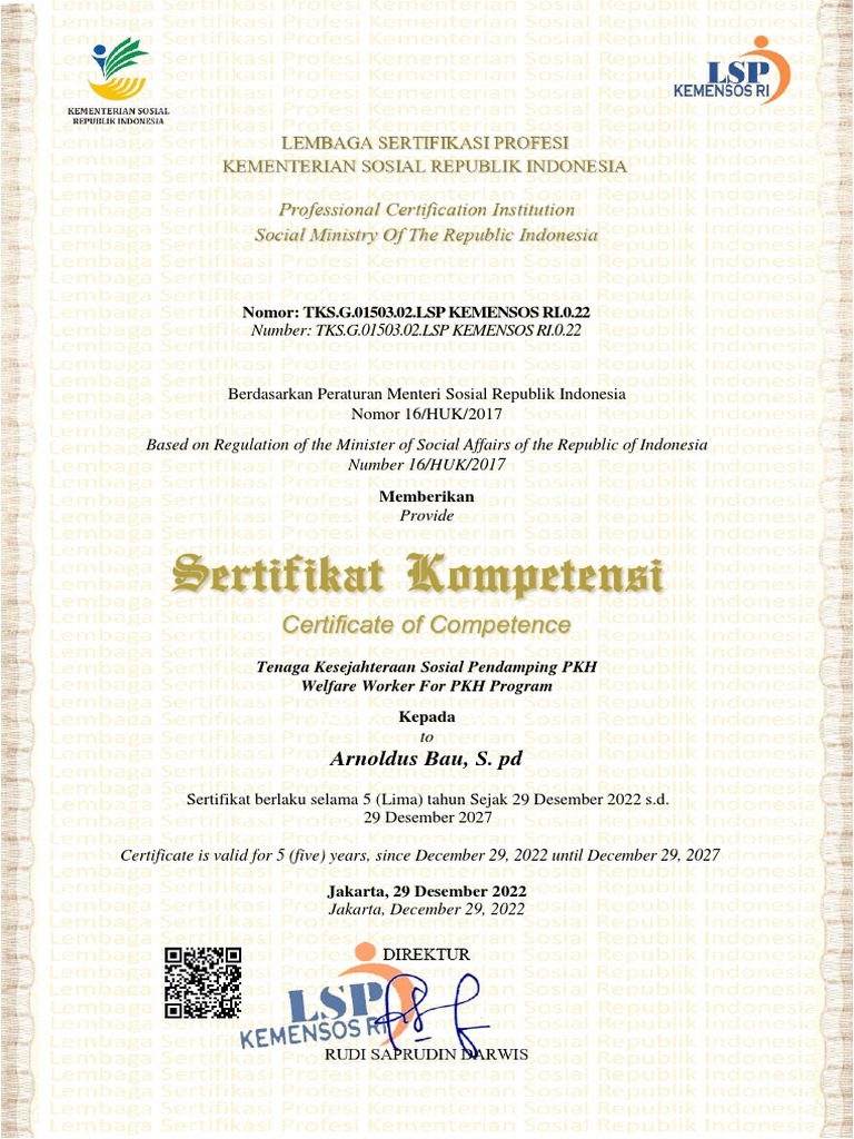 Sertifikat TKS TGL 15-16 PKH-46 | PDF