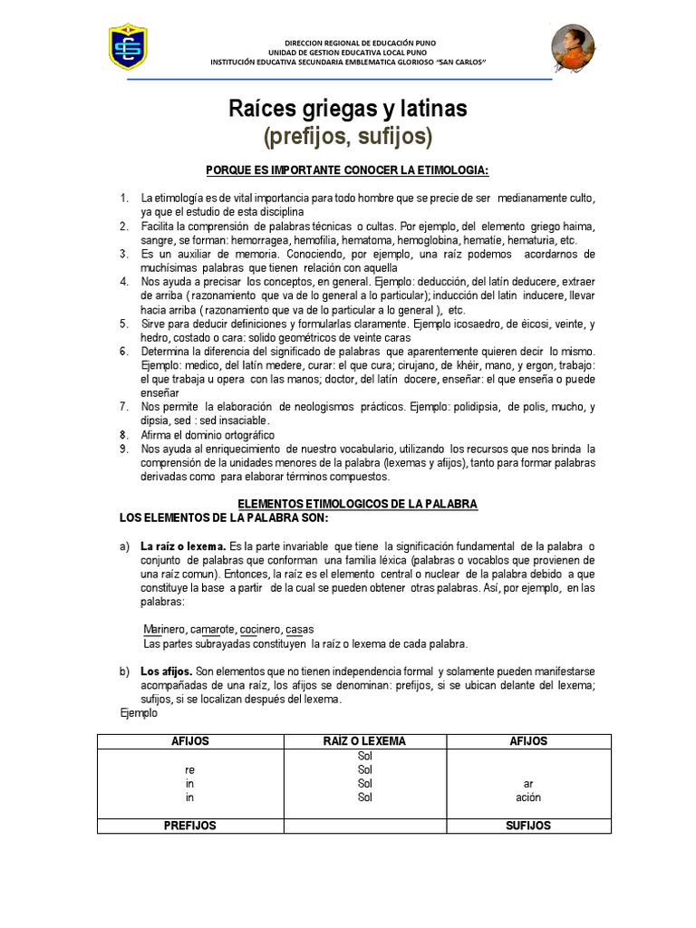 Raíces Y Afijos Griegas y Latinas | PDF