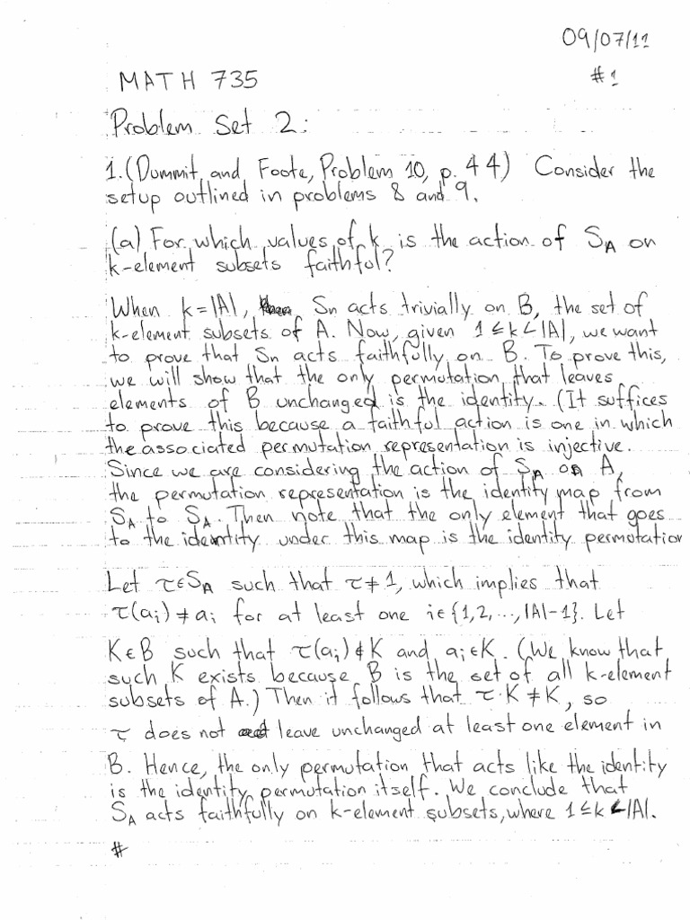 Abstract Algebra Dummit Foote 1.7.10, 2.1.6, 2.1.7, 2.2.7, 2.2.12 | PDF ...