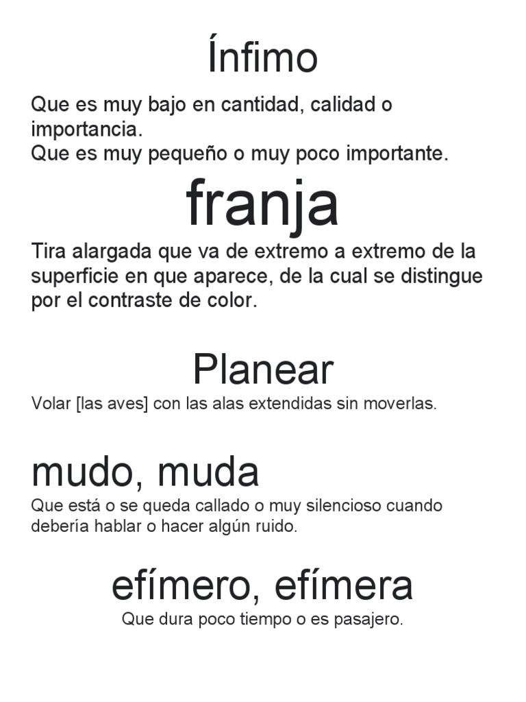 Significado de Ínfimo y Efímero | PDF | Artes del Lenguaje y Comunicación