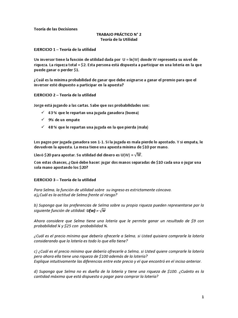 TP2 2023 | PDF | Aversión al riesgo | Ciencias económicas