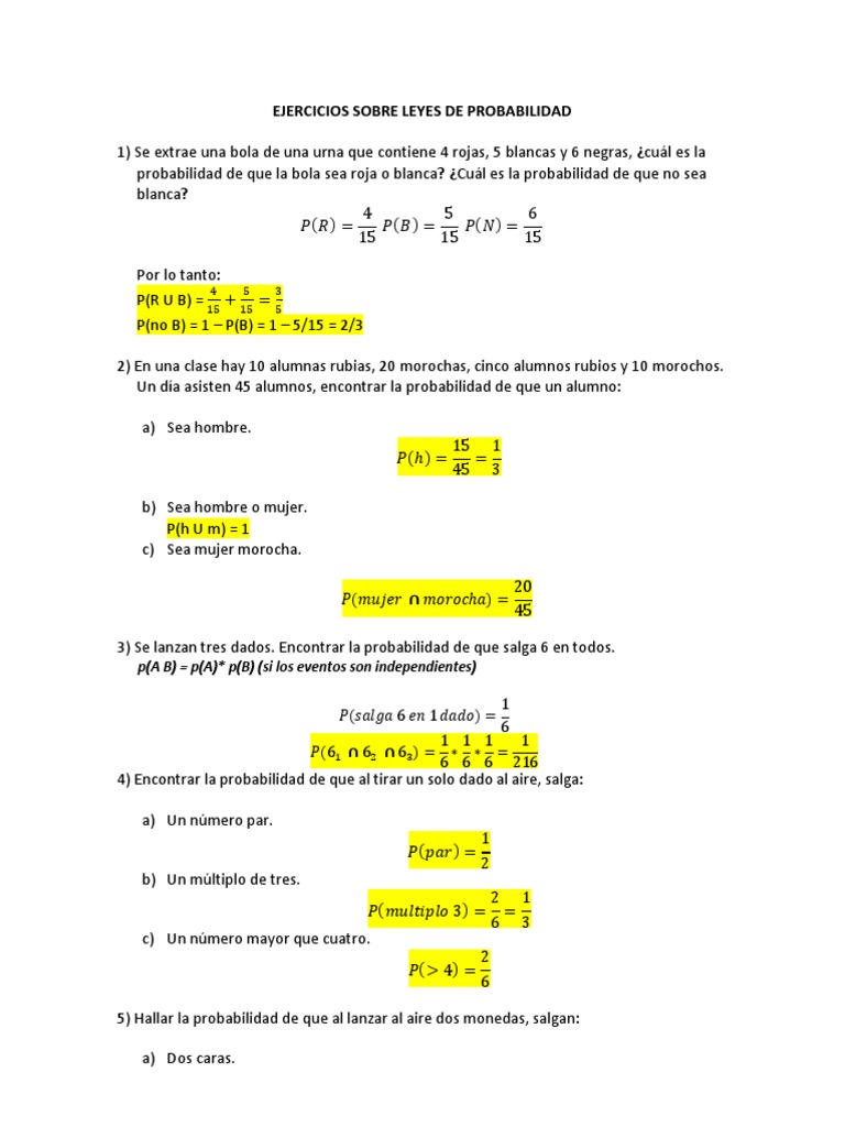 Ejercicios probabilidad resueltos | PDF | Probabilidad | Matemáticas