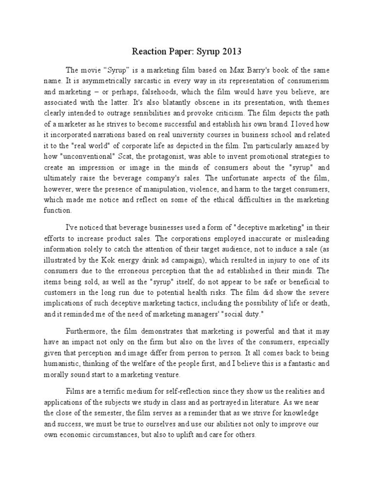 Reaction Paper | PDF | Marketing | Advertising