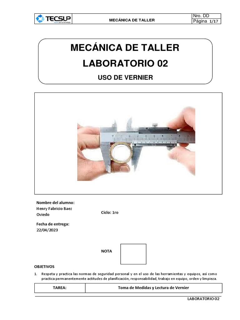 Laboratorio Vernier | PDF | Longitud | Metrología
