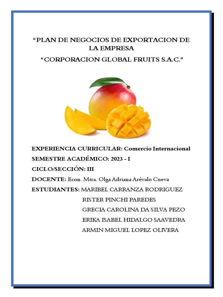 Plan de Exportación de Mango Fresco | PDF | Mango | Perú