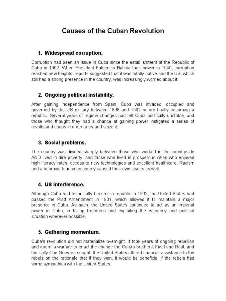 Causes of The Cuban Revolution | PDF