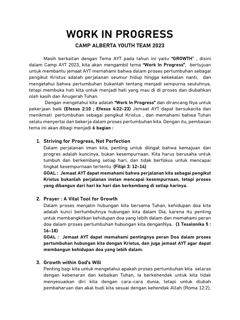 Work in Progress | PDF