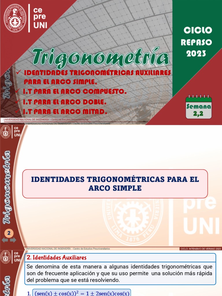 Repaso Teoría Sesión 2,2 | PDF | Funciones trigonométricas | Álgebra abstracta