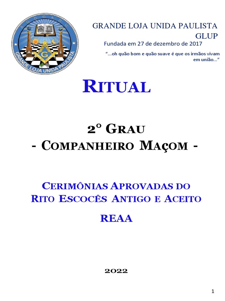 Ritual do Companheiro Maçom REAA | PDF | Loja Maçônica | Maçonaria