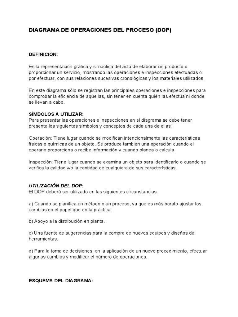 Diagrama de Operaciones Del Proceso (Dop) | PDF