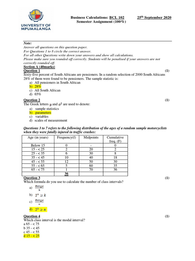 Introductory Statistics (STA101) Memo Assignment-1 | PDF | Level Of ...