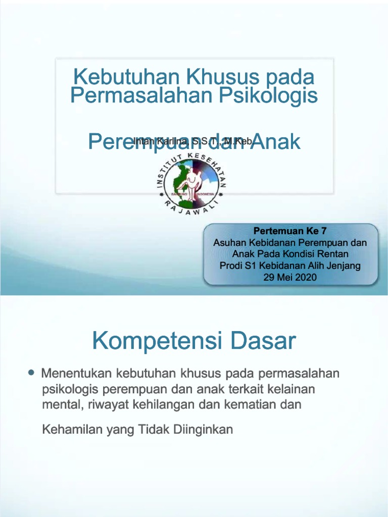 Askeb Perempuan Dan Anak DGN Permasalahan Psikologi | PDF | Pengembangan Diri | Kesehatan Holistik