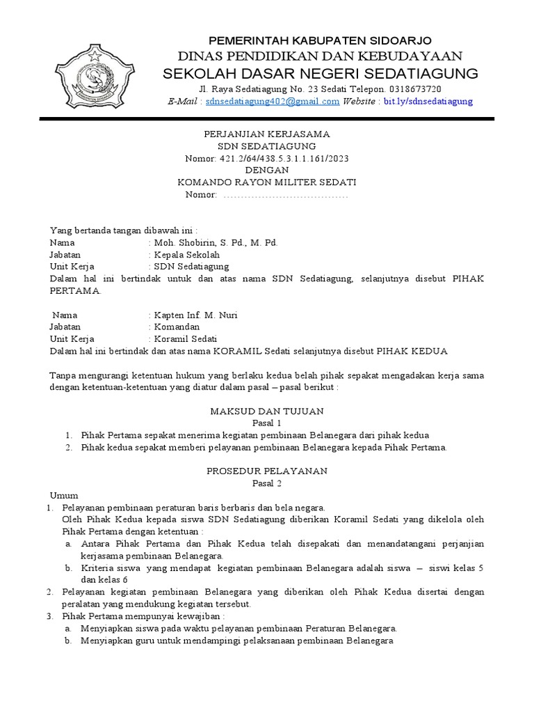 MoU SDN SA DG Koramil | PDF