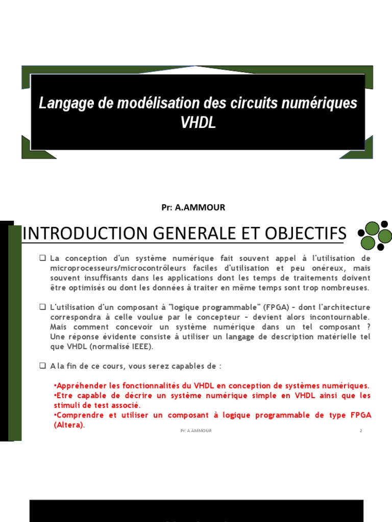 Cours VHDL | PDF | VHDL | Structure de contrôle