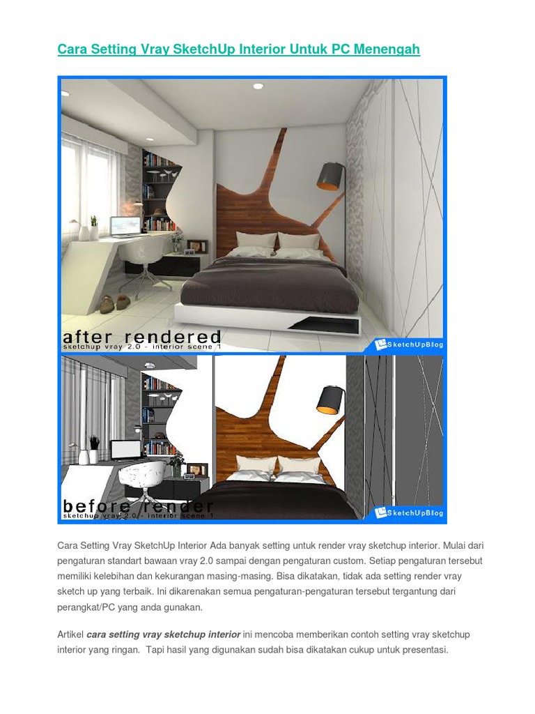 Cara Setting Vray SketchUp Interior | PDF