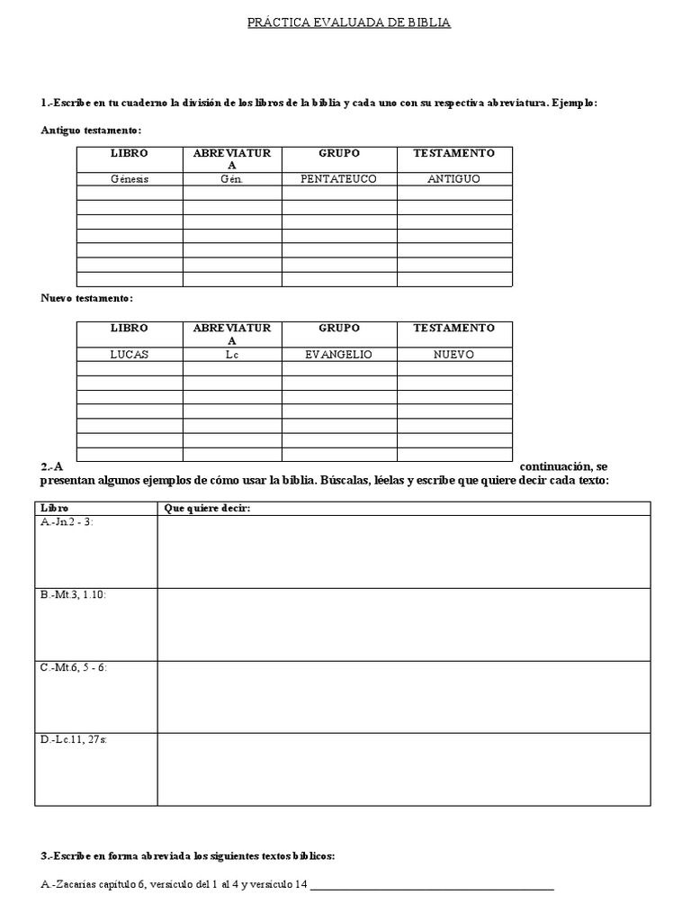 Primero Práctica Evaluada de Biblia | PDF