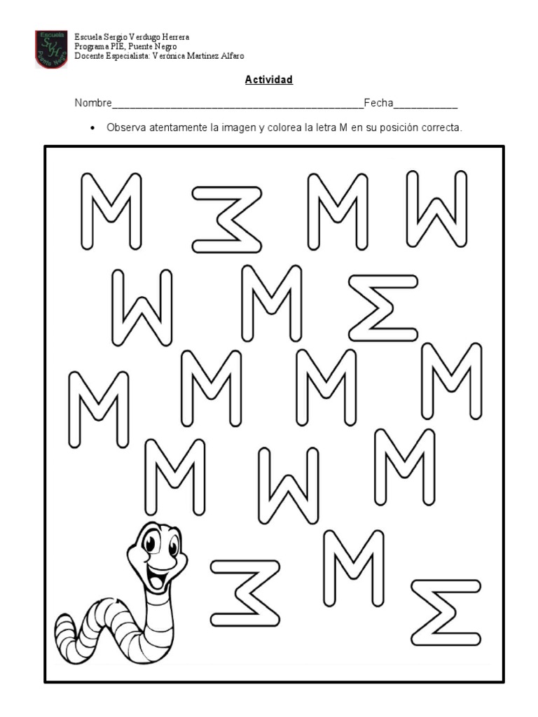 Actividad Letra M para Colorear | PDF